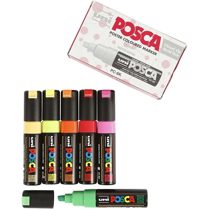 Uni Posca Bold Line Markers - 6 different colours