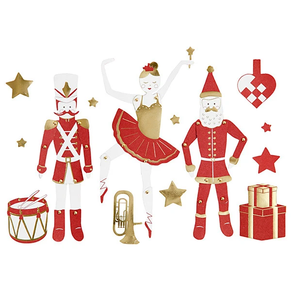 Jumping jacks Nutcracker, ballerina and Santa Claus