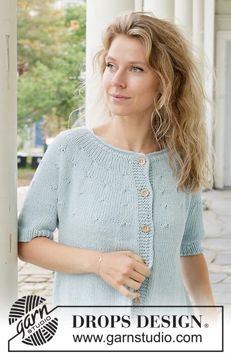 259-26 Beaded Sky Cardigan by DROPS Design - Køb billigt her