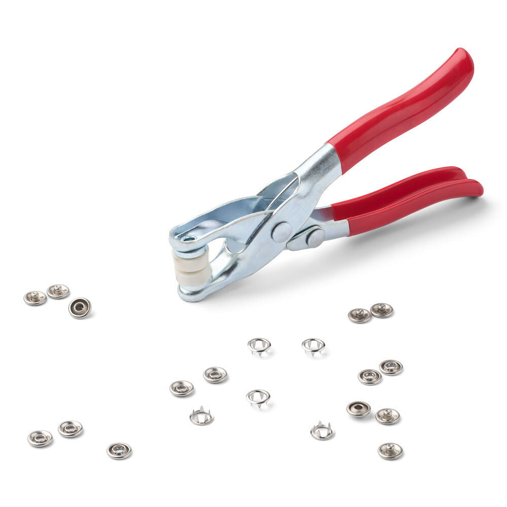 LindeHobby Snap Button Tool with 20 Stainless Steel Buttons, 9.5 mm