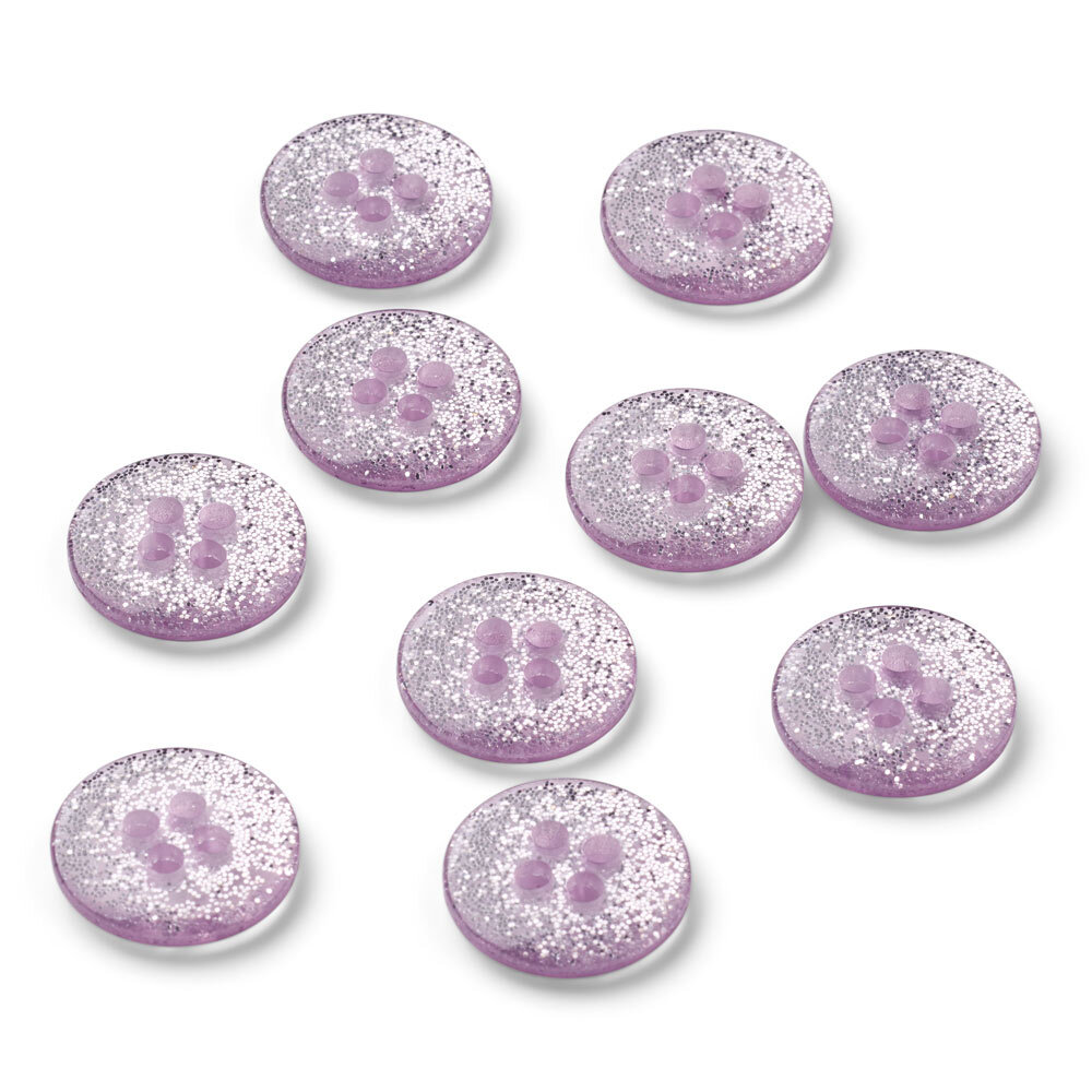 LindeHobby Glitter Buttons, Lilac, 12 mm, 10 pcs