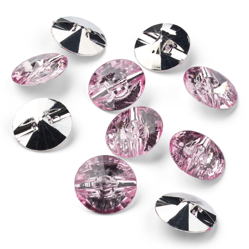 LindeHobby Crystal Buttons, Baby Pink, 20 mm, 10 pcs