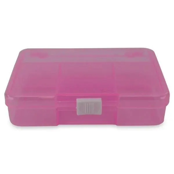 Plastic box with lid Pink 14.5 x 10 cm, 5 compartments
