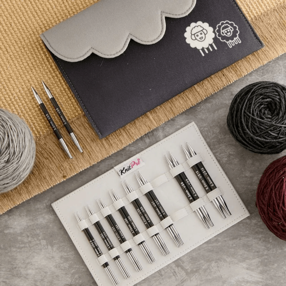 KnitPro Karbonz Normal Interchangeable Circular Needle Set, Deluxe, 5 ...